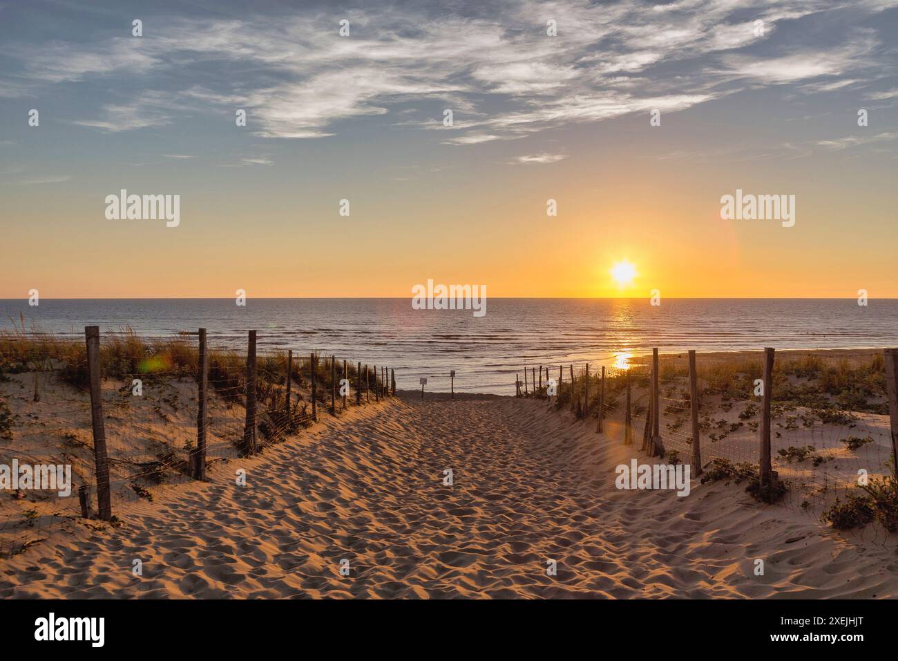 Moliets, Les Landes, France, 18th- 22nd June 2024 Sunset on the beach ...