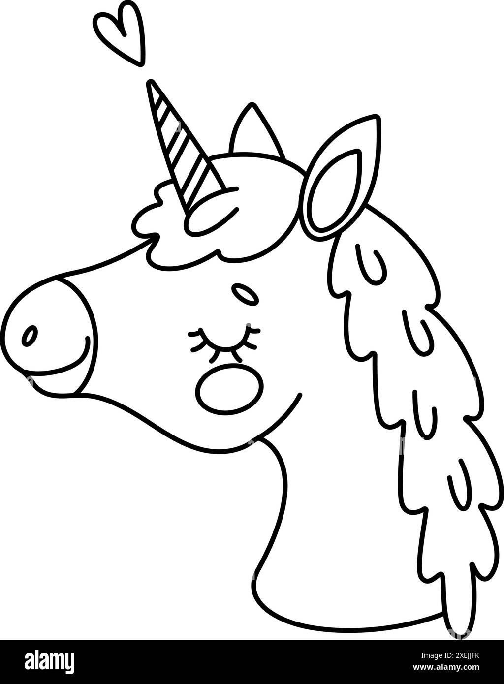 Cute magical unicorn coloring page. Romantic magical pony sleeping ...