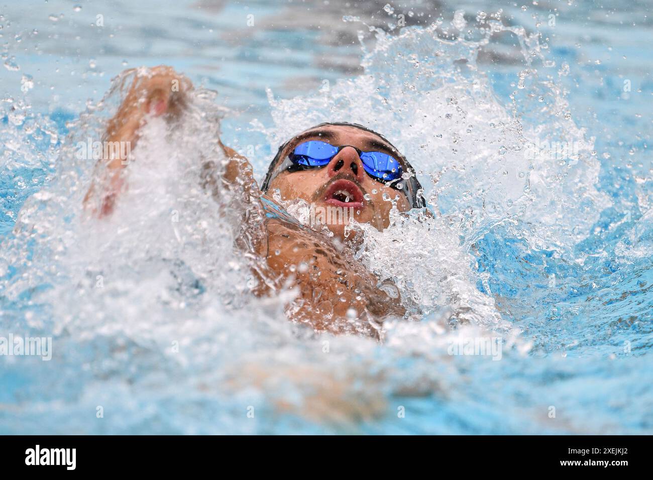 Thomas Ceccon of Italy competes in the 100m Backstroke Men Heats during ...