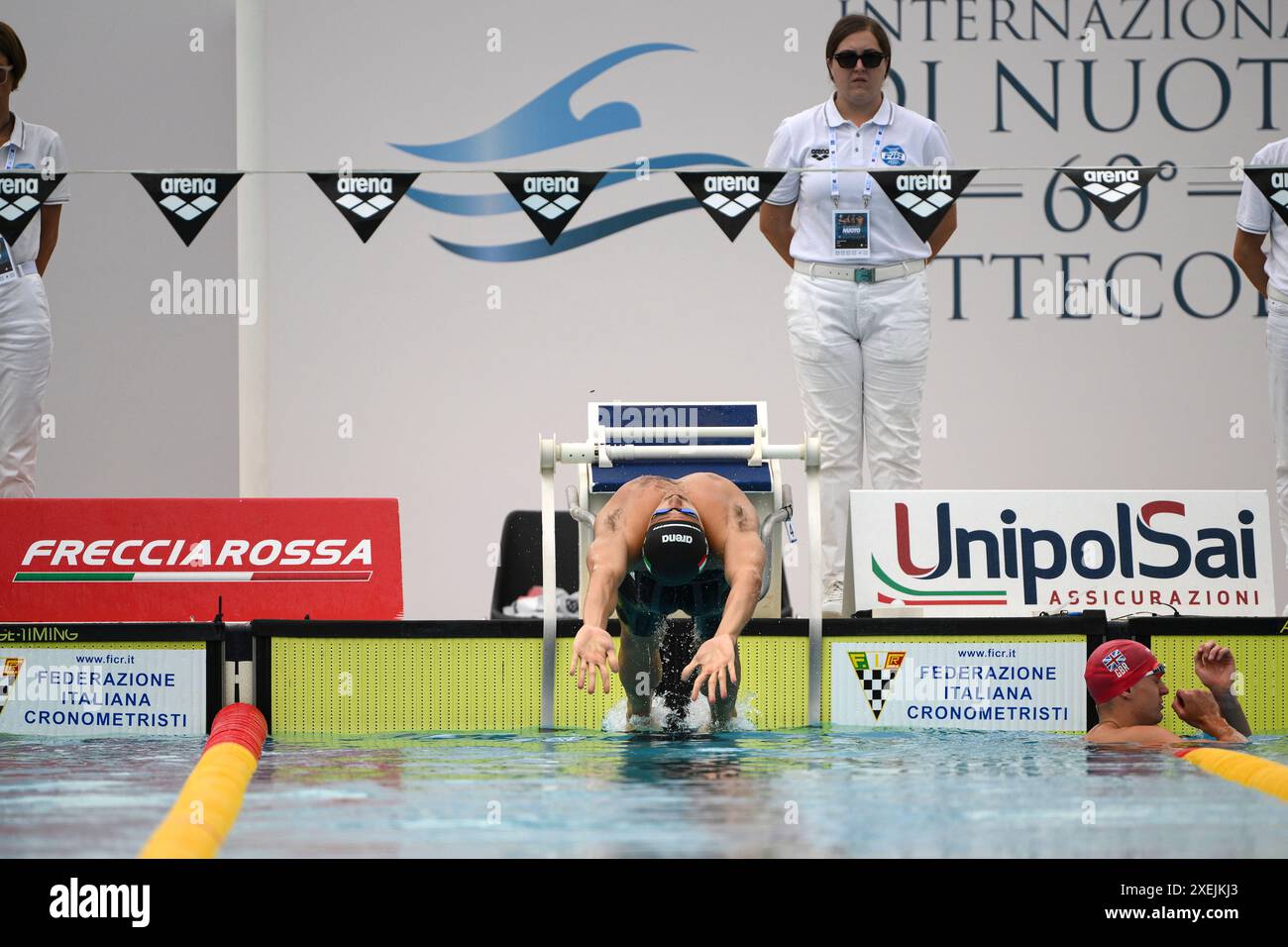 Thomas Ceccon of Italy competes in the 100m Backstroke Men Heats during ...