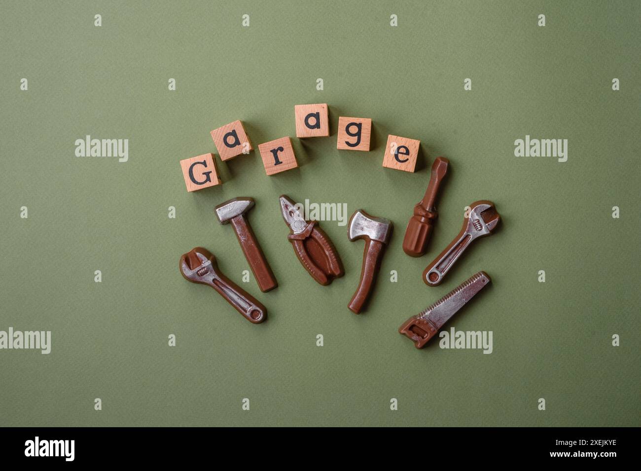 Tools and inscriptions symbolizing repairs or a garage and its ...