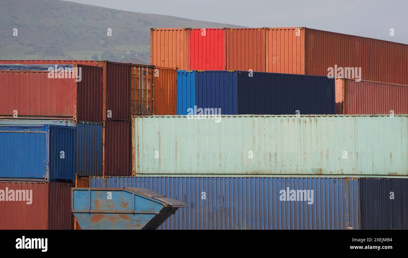 shipping containers used for intermodal freight transport Stock Photo ...