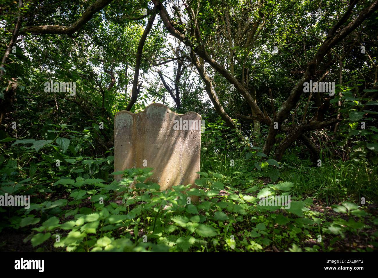 Dunwich, June 18th 2024: The last grave in Dunwich, in memory of Jacob ...