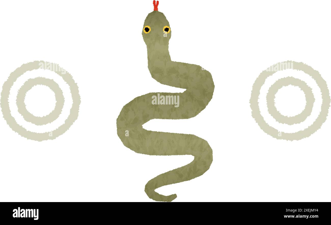 Japanese-style New Year's card for the year of the Snake, 2025, with a ...