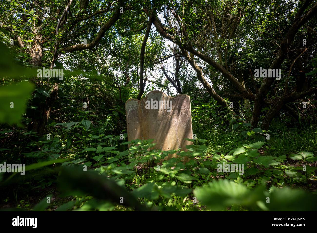 Dunwich, June 18th 2024: The last grave in Dunwich, in memory of Jacob ...