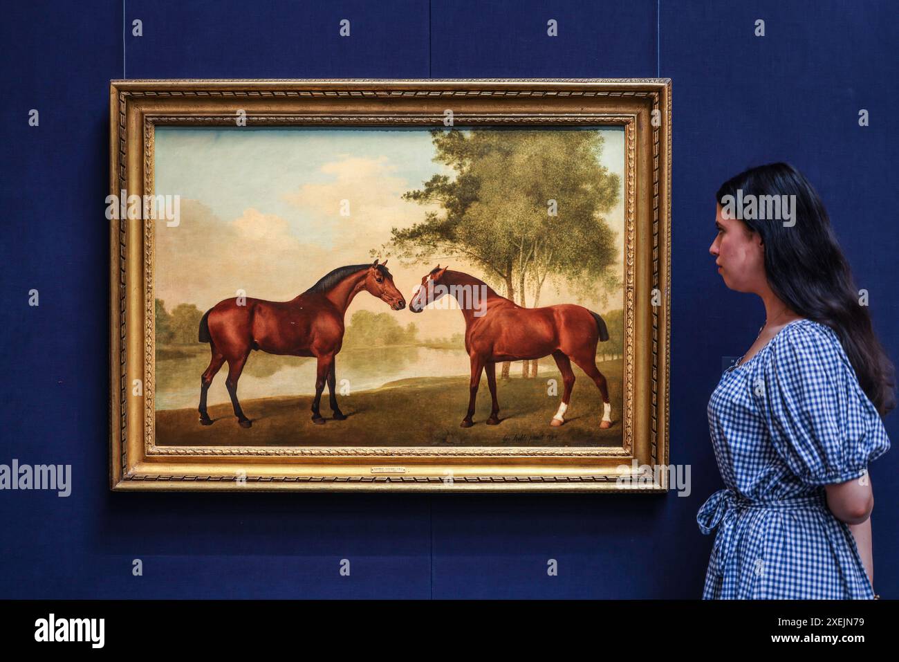 Sotheby's London 28 June 2024George Stubbs A.R A Two bay hunters ...