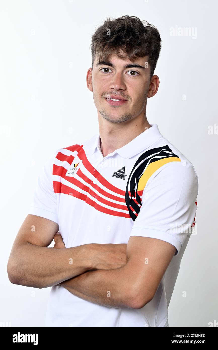 Brussels, Belgium. 27th June, 2024. Belgian cyclist Noah Vandenbranden ...
