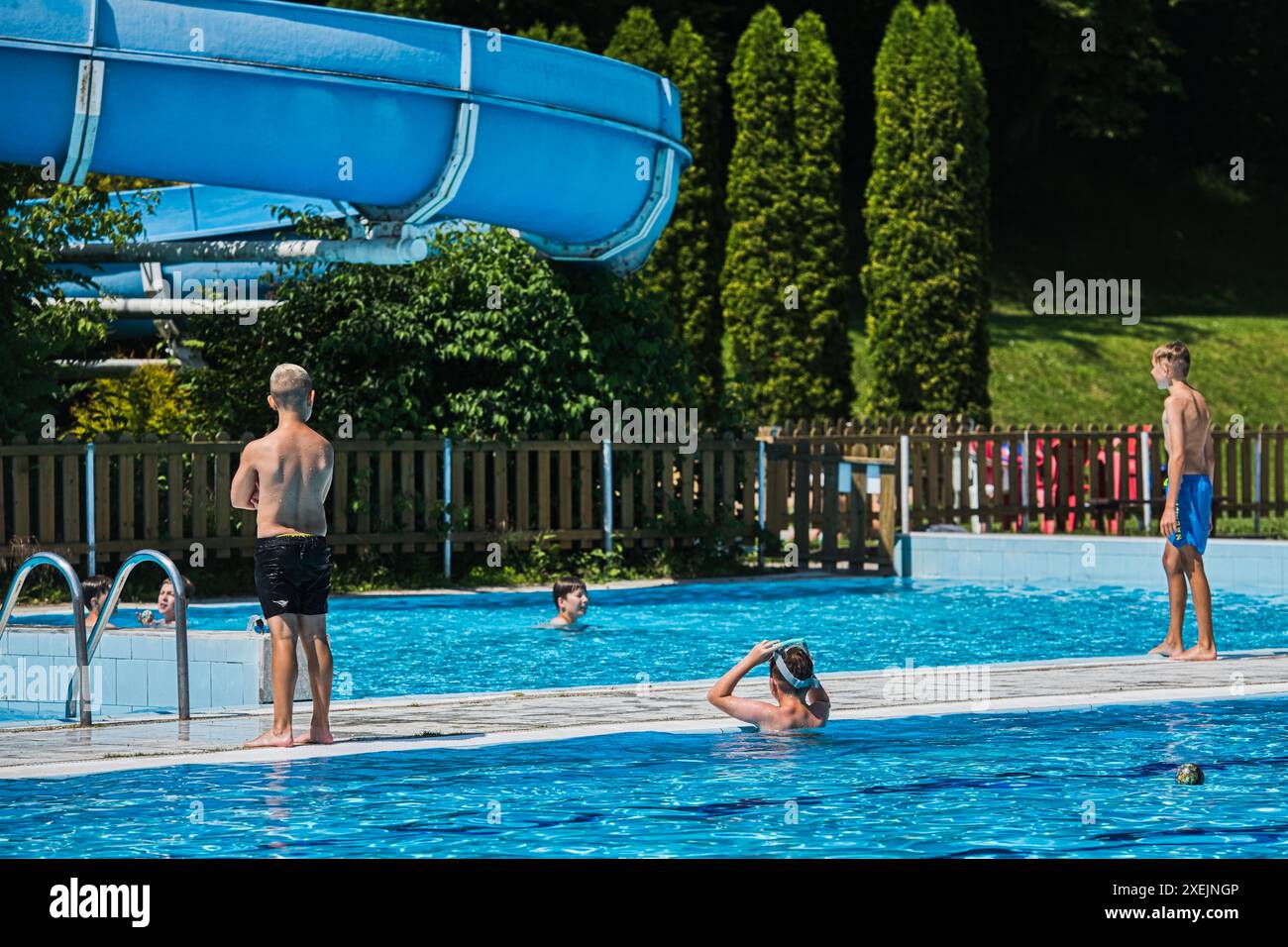 Zbysov, Czech Republic. 28th June, 2024. People enjoy a hot sunny day ...