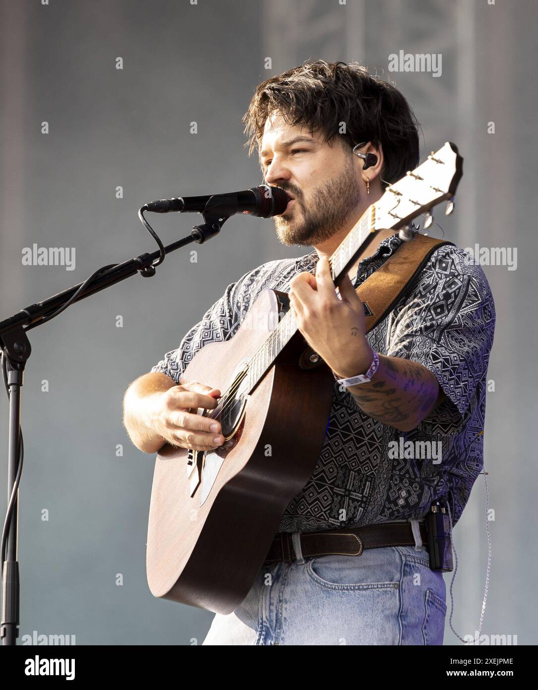 Linz, Austria. 27th June, 2024. Singer Clemens Rehbein during a concert ...