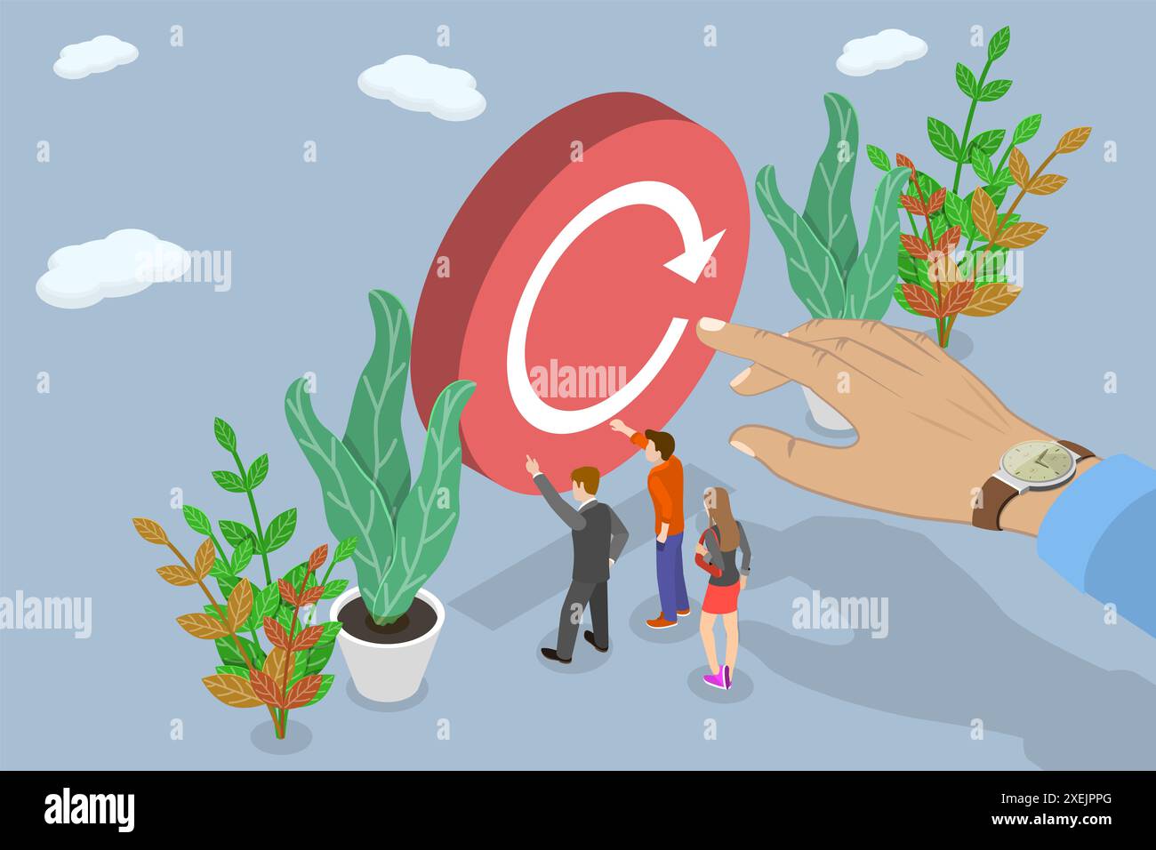 3D Isometric Flat Conceptual Illustration of Refresh or Renew, New ...