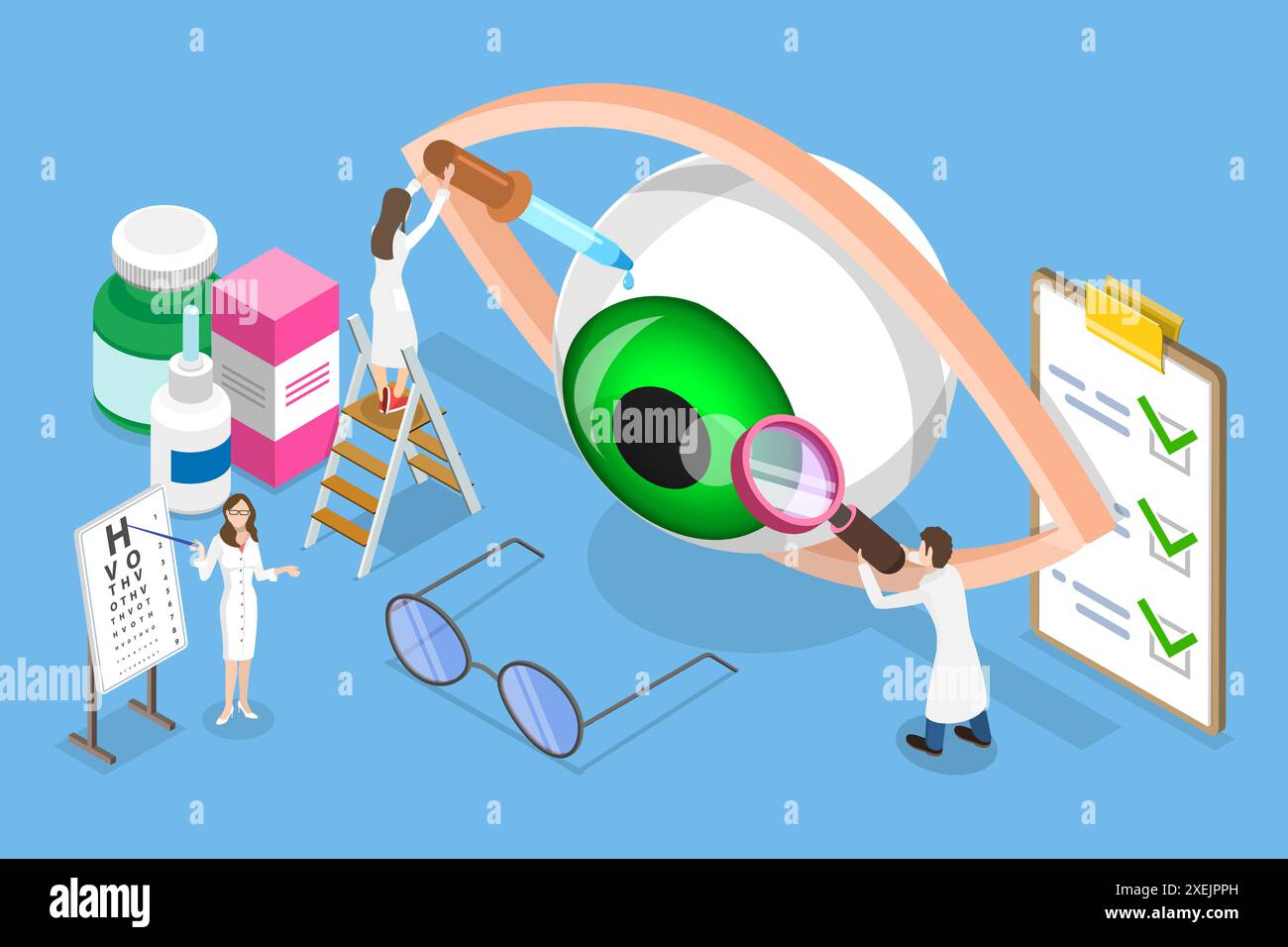 3D Isometric Flat Conceptual Illustration of Eye Care, Ophthalmology ...