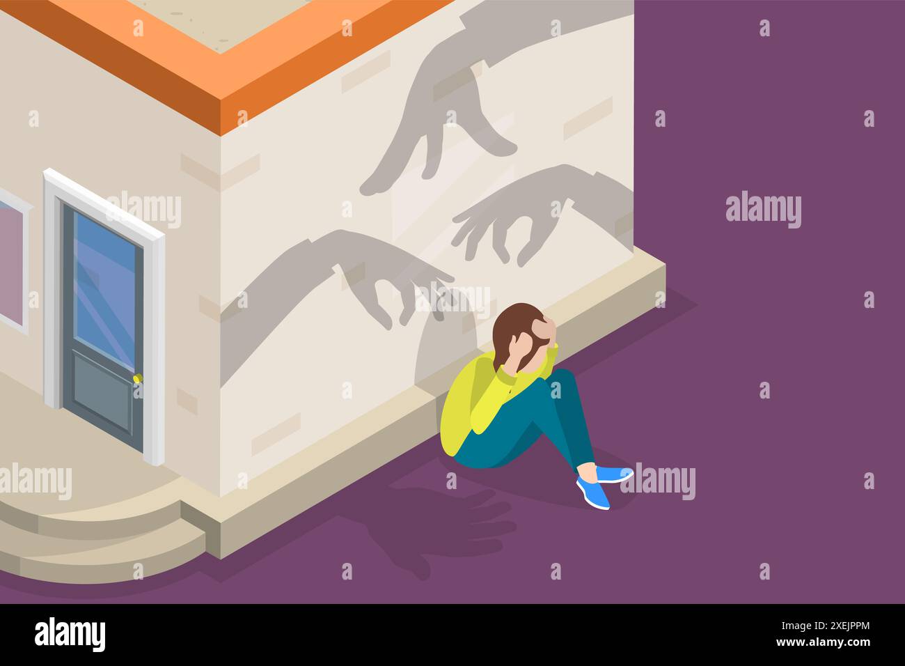 3D Isometric Flat Conceptual Illustration of Panic Disorder, Depression ...