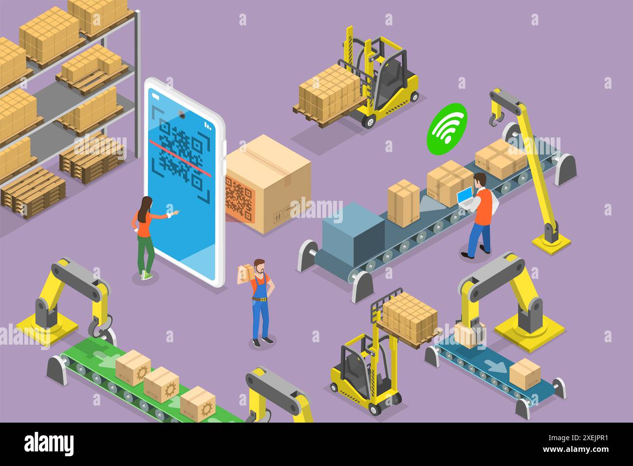 3D Isometric Flat Conceptual Illustration of Smart Warehousing, Inventory Optimization and ...