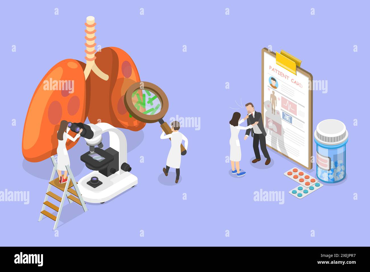 3D Isometric Flat Conceptual Illustration of Tuberculosis, Respiratory ...