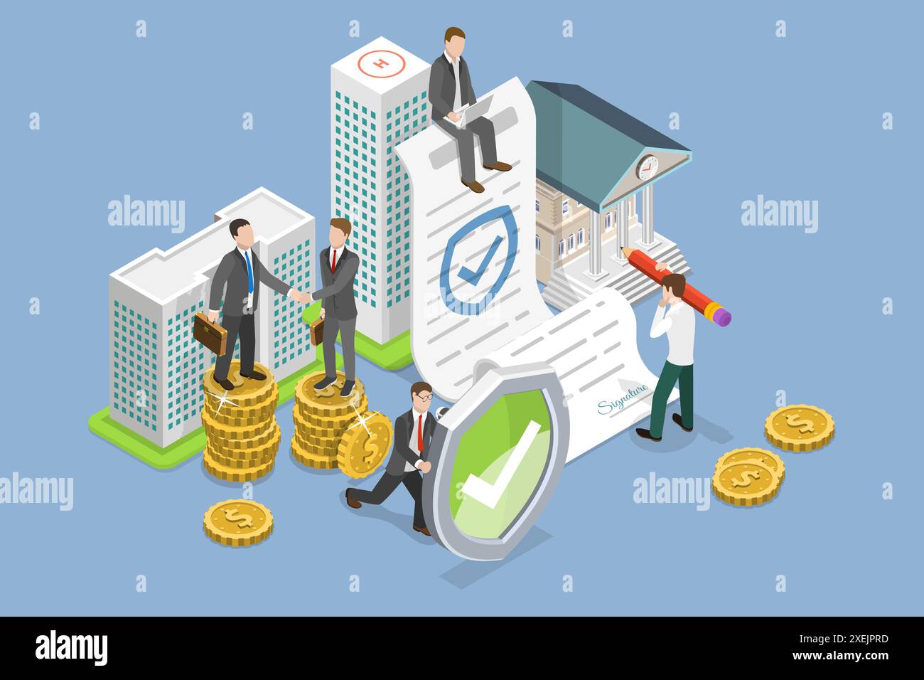 3D Isometric Flat Conceptual Illustration of Asset Protection ...