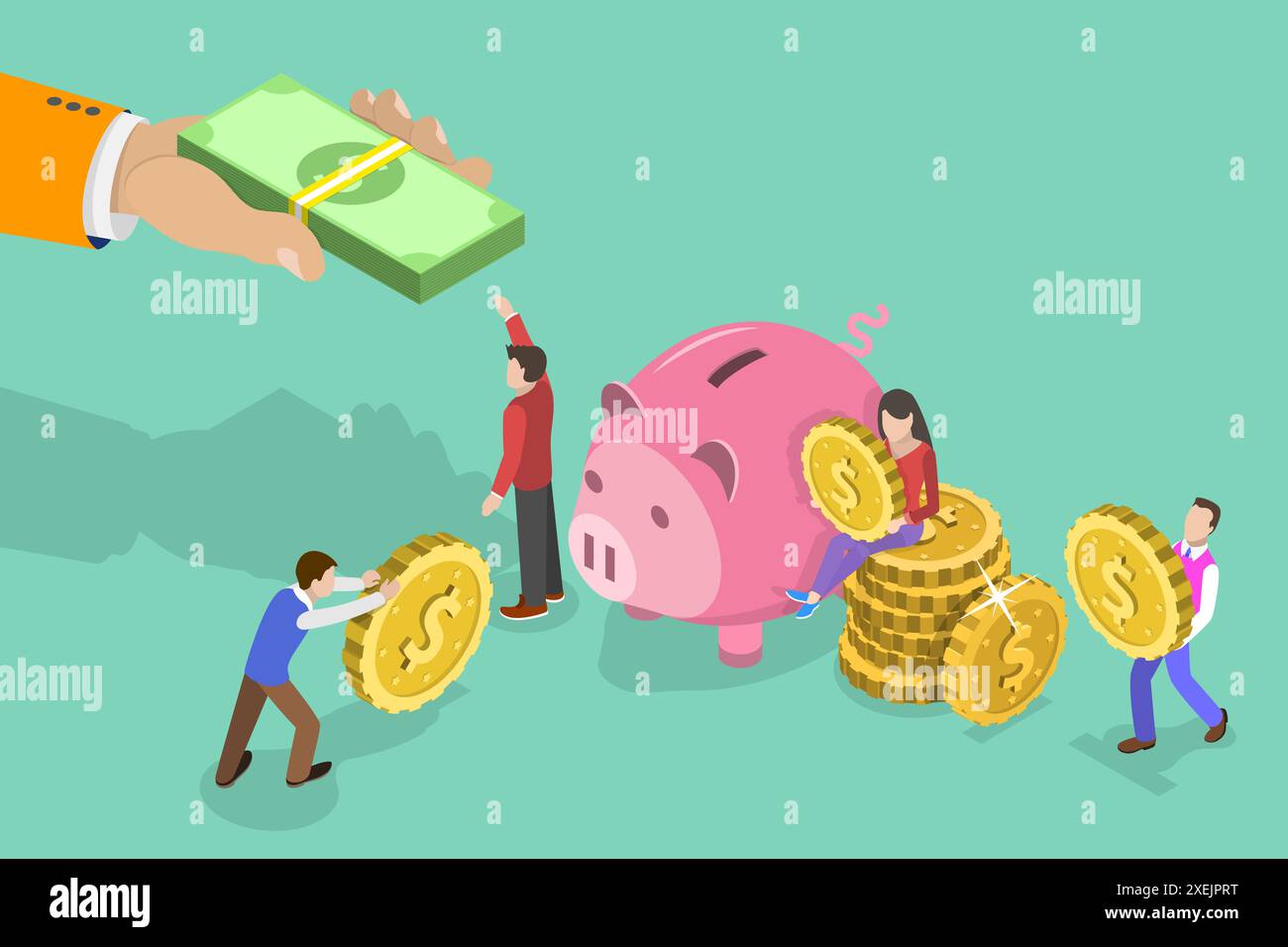 3D Isometric Flat Conceptual Illustration of Benefits And Financial ...