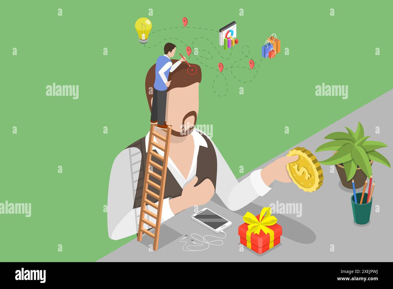 3D Isometric Flat Conceptual Illustration of Consumer Behavior ...