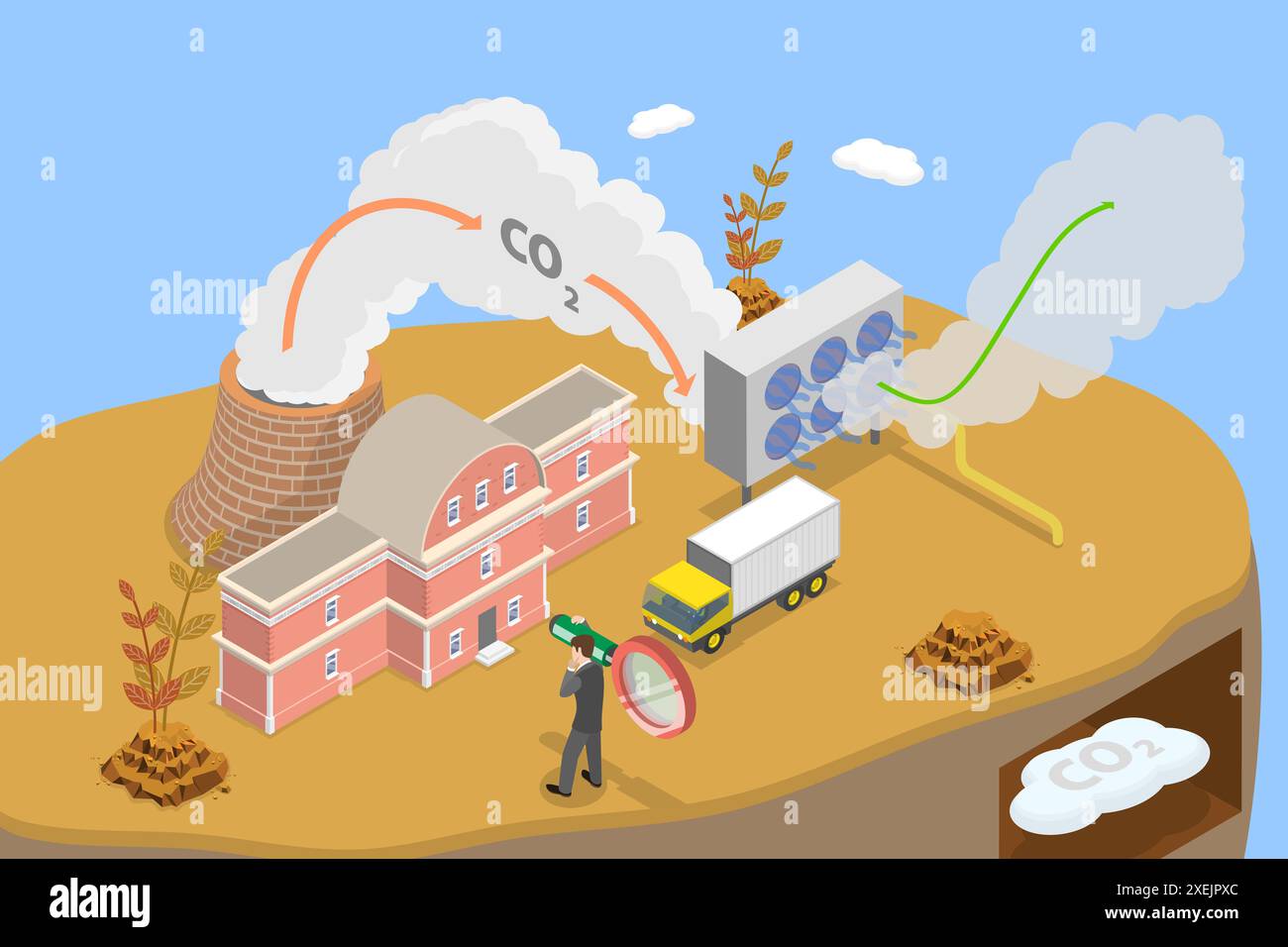 3D Isometric Flat Conceptual Illustration of Carbon Capture ...