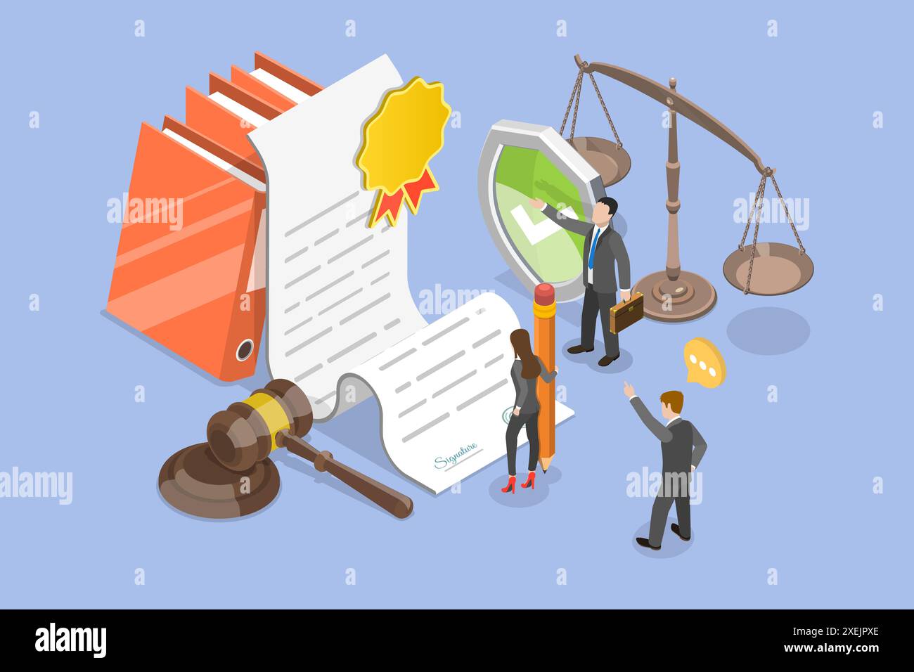 3D Isometric Flat Conceptual Illustration of Legal Notice, Agreement ...