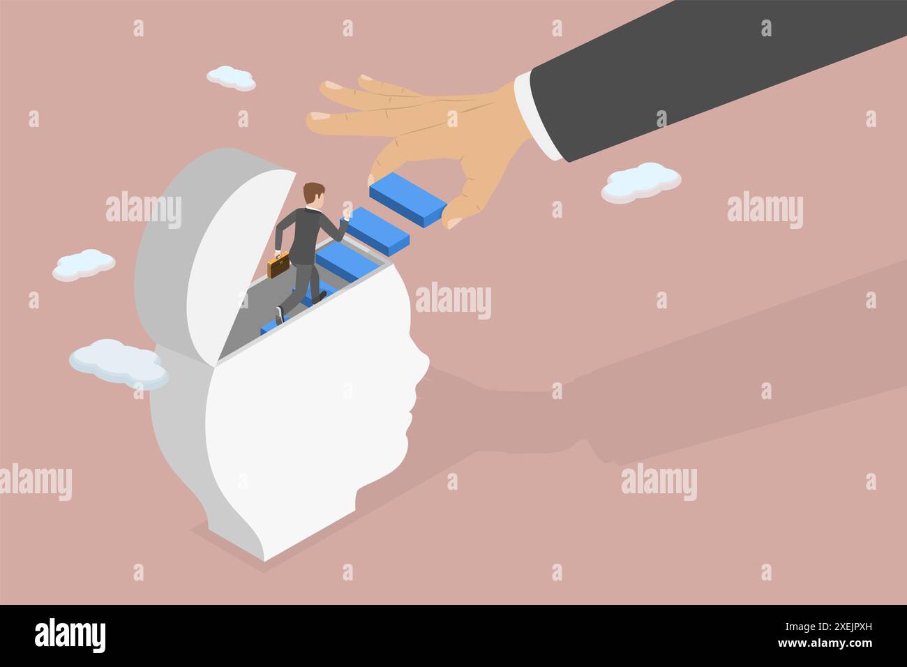 3D Isometric Flat Conceptual Illustration of Self-Motivation, Positive ...