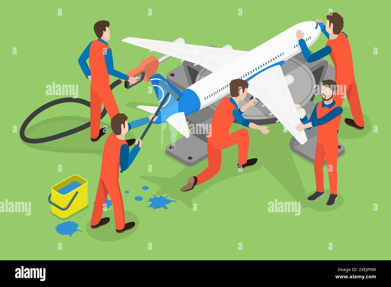 3D Isometric Flat Conceptual Illustration of Aircraft Maintenance ...