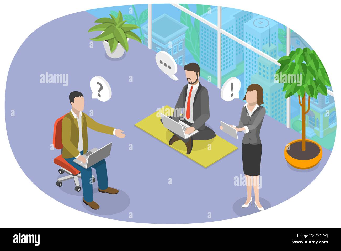 3D Isometric Flat Conceptual Illustration of Office Business Meeting ...