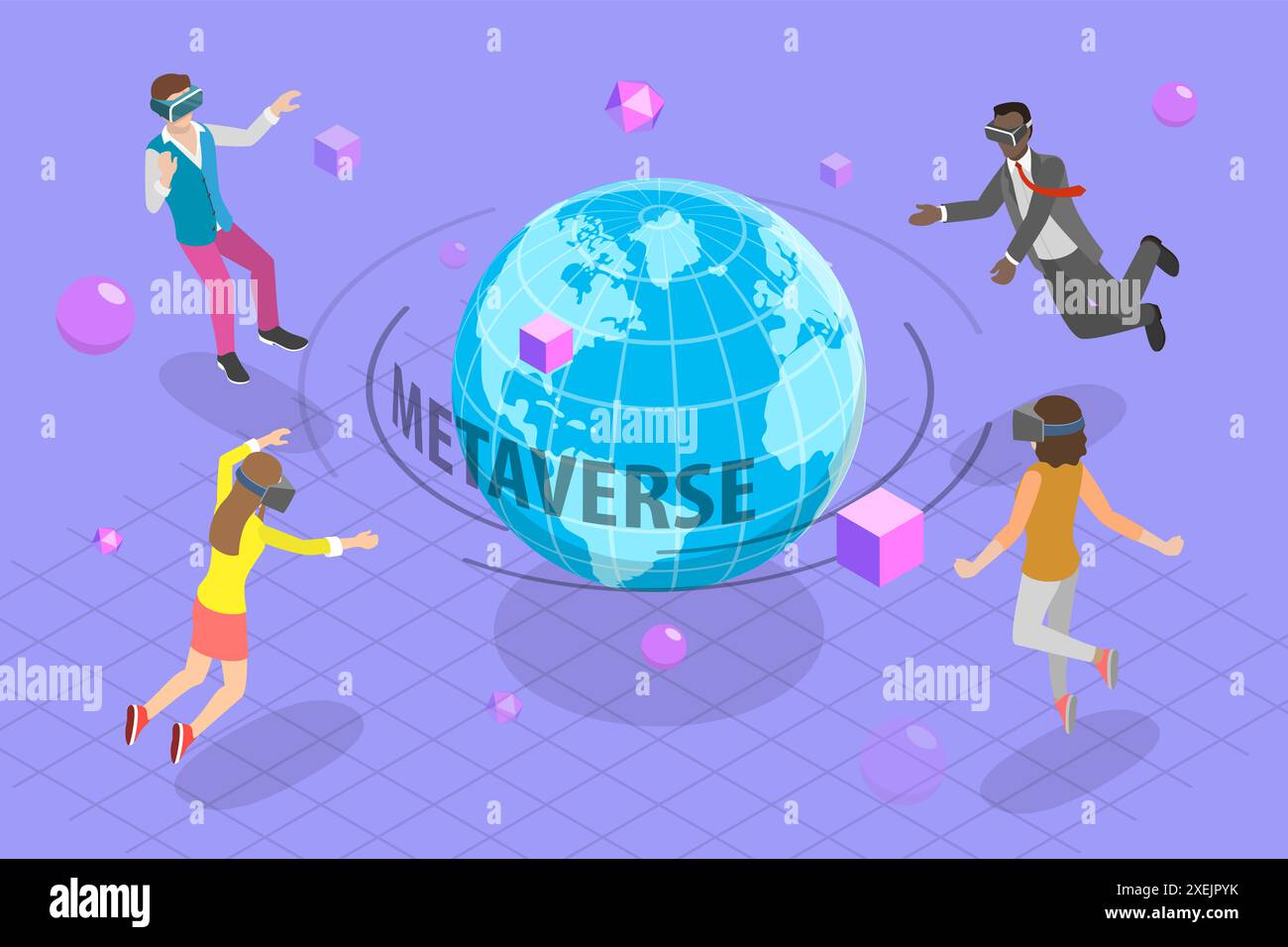 3D Isometric Flat Conceptual Illustration of Metaverse, Digital Virtual ...