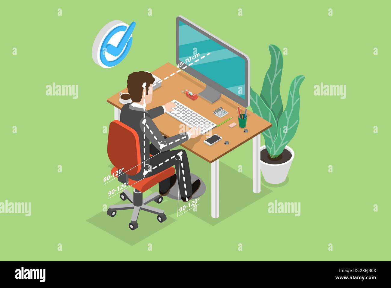 3D Isometric Flat Conceptual Illustration of Ergonomically Correct ...