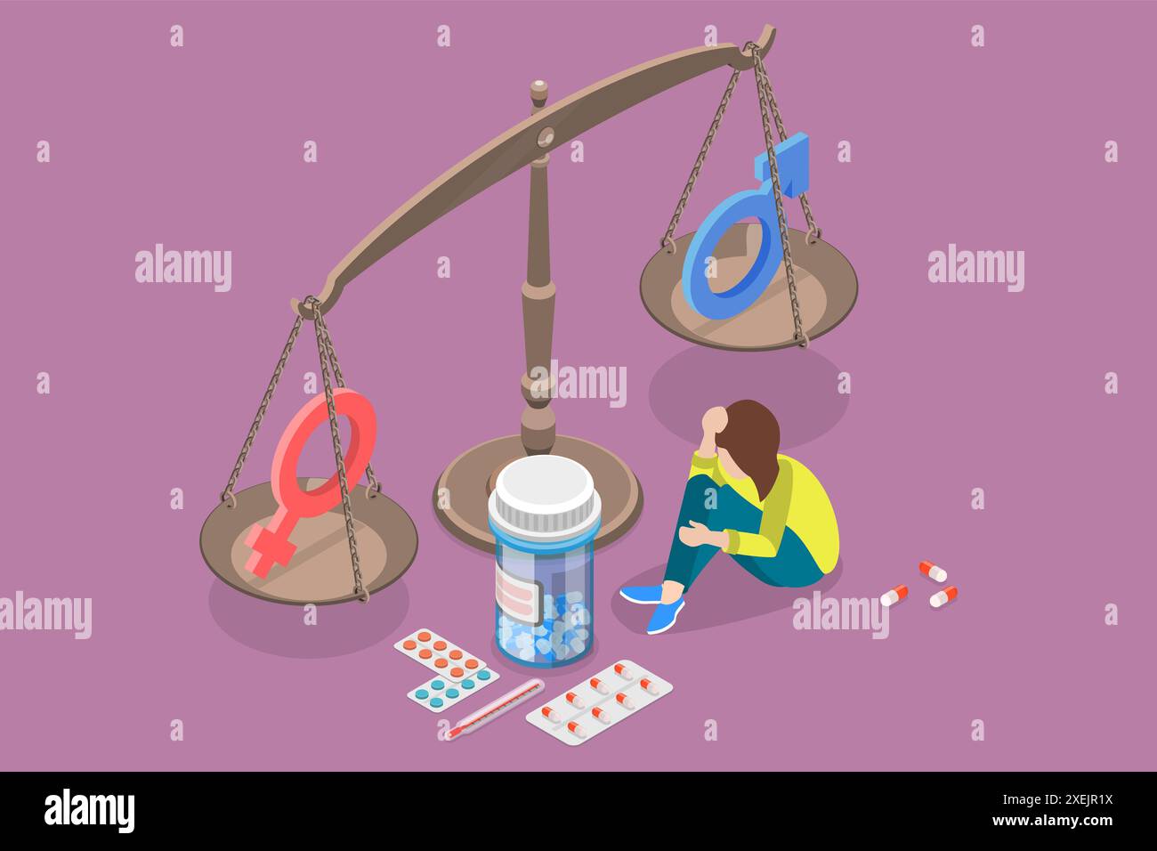 3d Isometric Flat Conceptual Illustration Of Hormone Imbalance