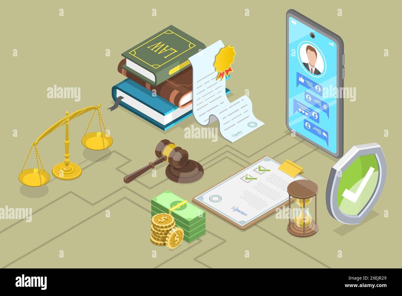 3D Isometric Flat Conceptual Illustration of Digital Court, Online ...