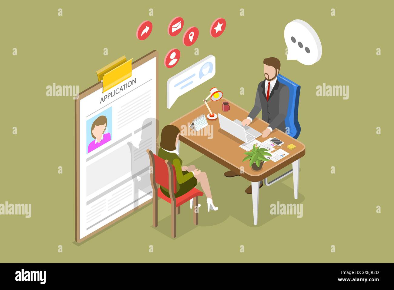 3D Isometric Flat Conceptual Illustration of Job Interview, Employee ...
