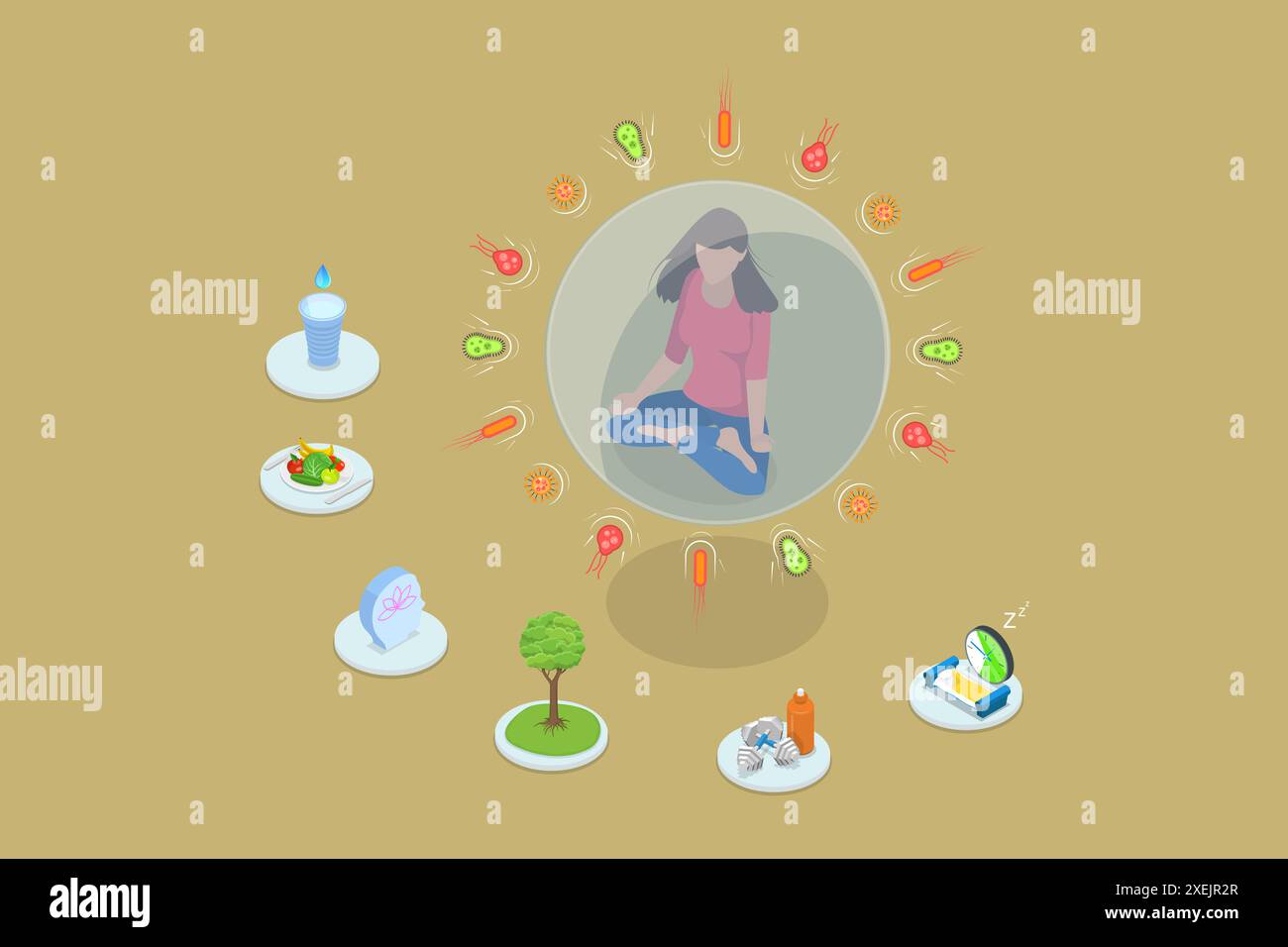 3D Isometric Flat Conceptual Illustration of Immune Boosting, Healthy ...