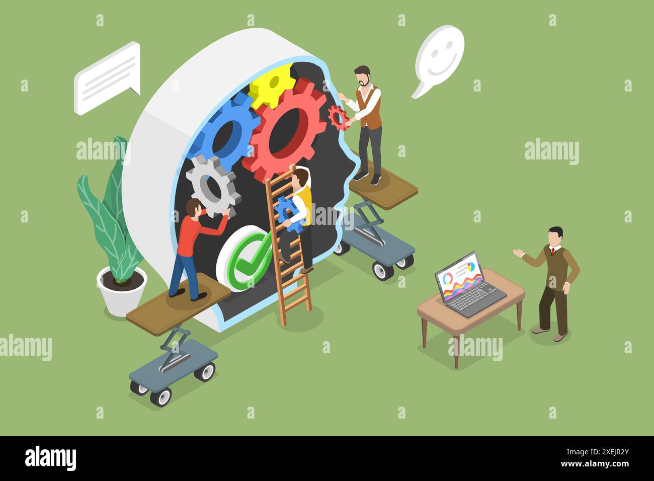 3D Isometric Flat Conceptual Illustration of Educational Psychology, Intelligence and Knowledge ...