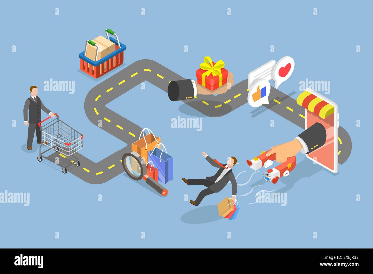 3D Isometric Flat Conceptual Illustration of Customer Journey, Consumer ...