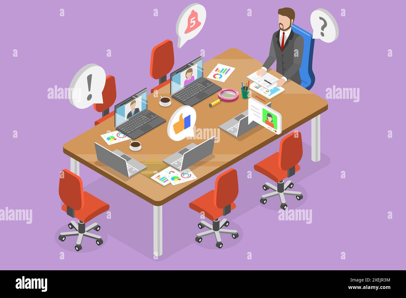 3D Isometric Flat Conceptual Illustration of Hybrid Work Model, Flexible Workspace Structure 3D ...