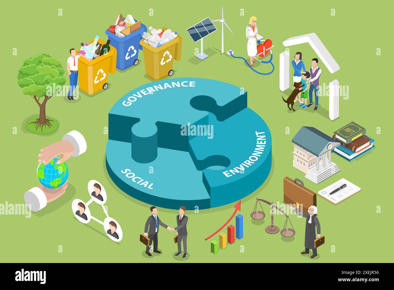3D Isometric Flat Conceptual Illustration of ESG - Environmental ...
