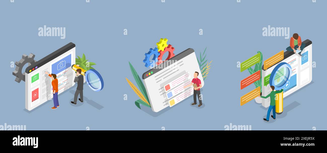 3D Isometric Flat Conceptual Illustration of Requirements Analysis, Specification for Product ...