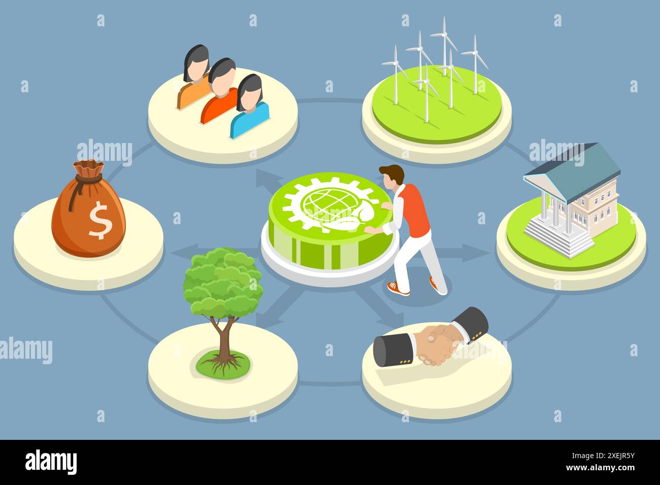 3D Isometric Flat Conceptual Illustration of ESG, Environmental Social ...