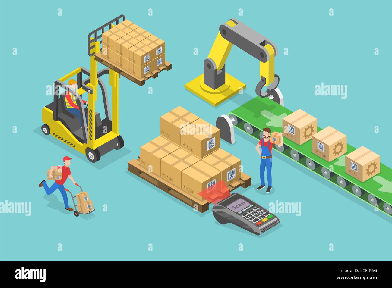3D Isometric Flat Conceptual Illustration of RFID Logistics Tracking ...