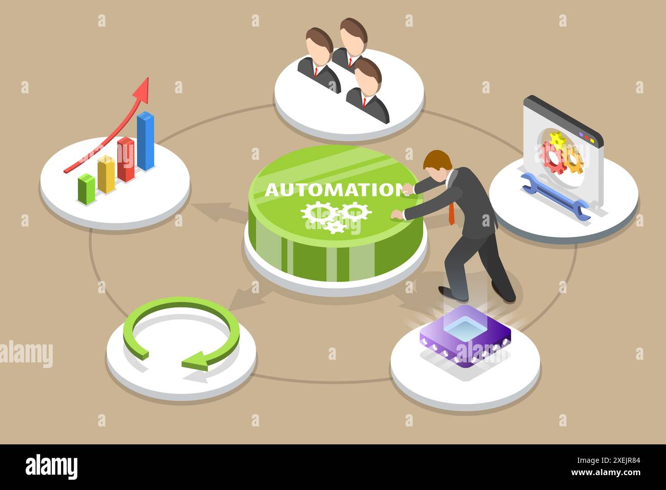 3D Isometric Flat Conceptual Illustration of Automation, Digital Transformation for Business 3D ...