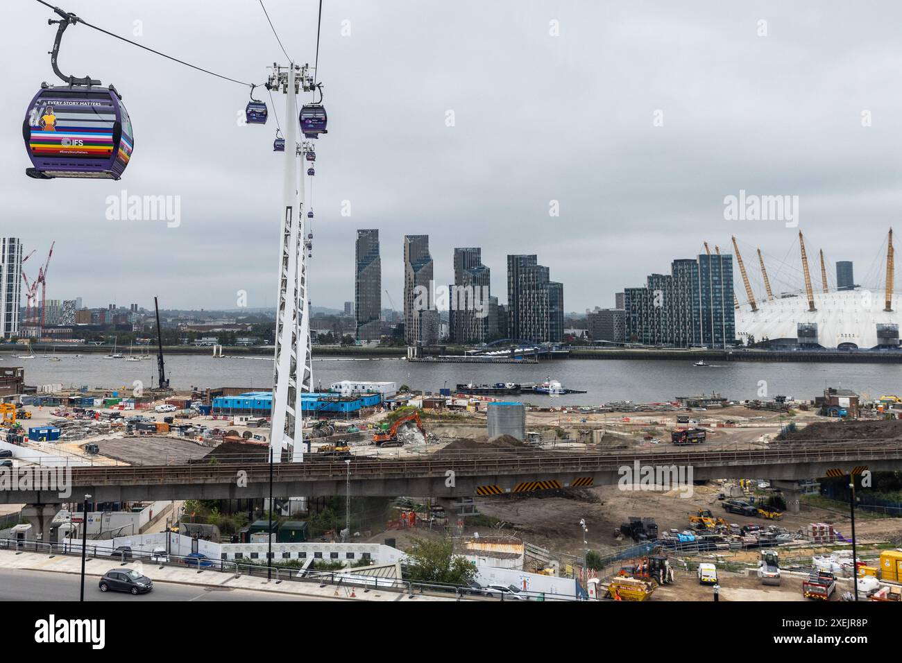 London, UK. 31st May, 2024. The O2 and Greenwich Peninsula are viewed ...