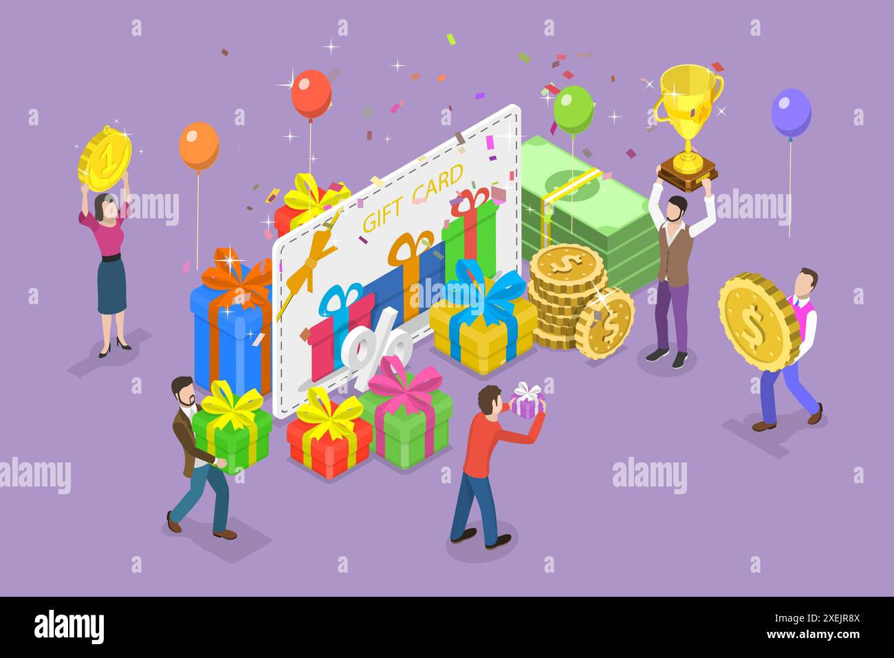 3D Isometric Flat Conceptual Illustration of Rewards and Bonuses ...