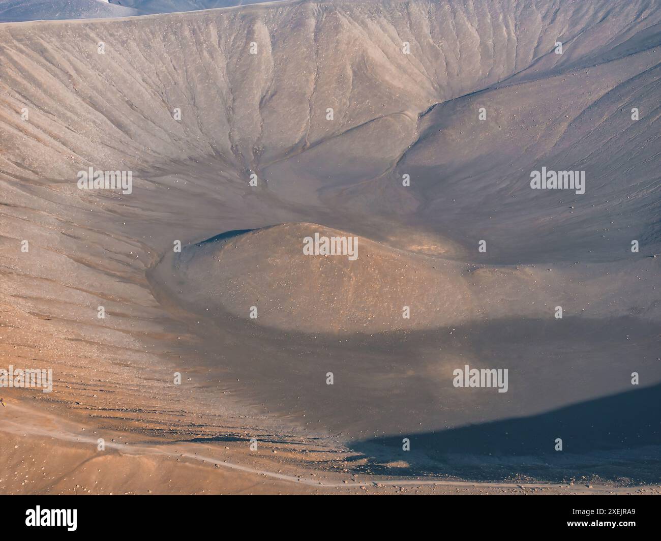 Aerial view of Large Hverfjall volcano crater is Tephra cone or Tuff ...