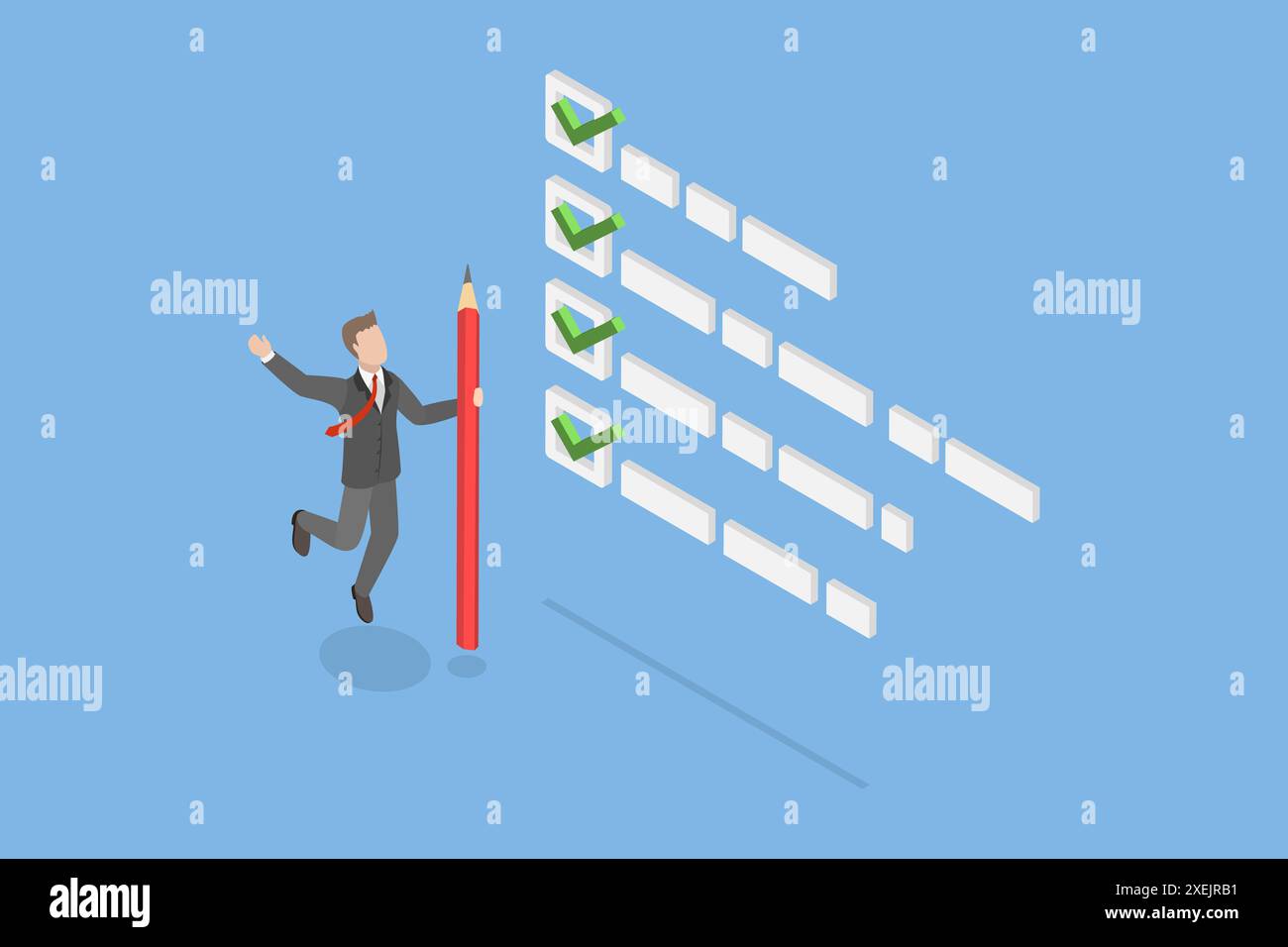 3D Isometric Flat Conceptual Illustration of Completed Task, Goal ...