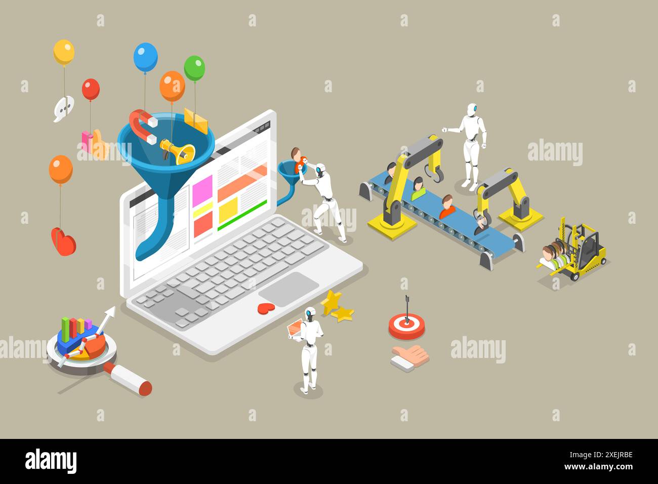 3D Isometric Flat Conceptual Illustration of Marketing Automation ...