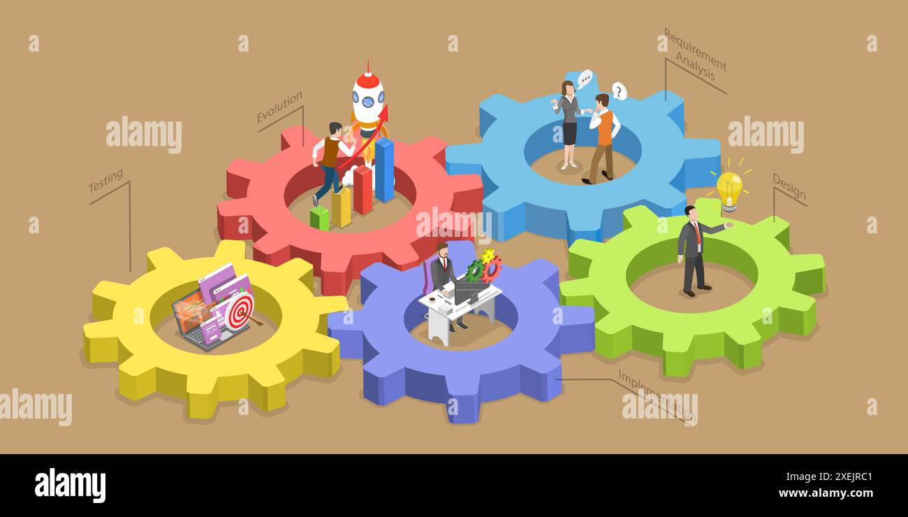 3D Isometric Flat Conceptual Illustration of Software Development ...