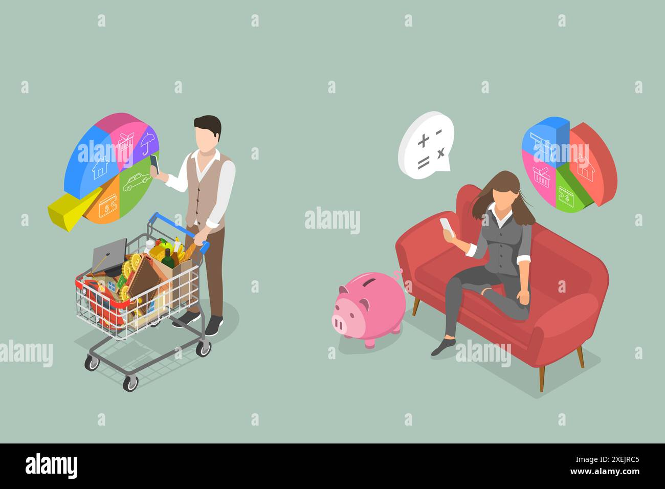 3D Isometric Flat Conceptual Illustration of Personal Home Finance ...