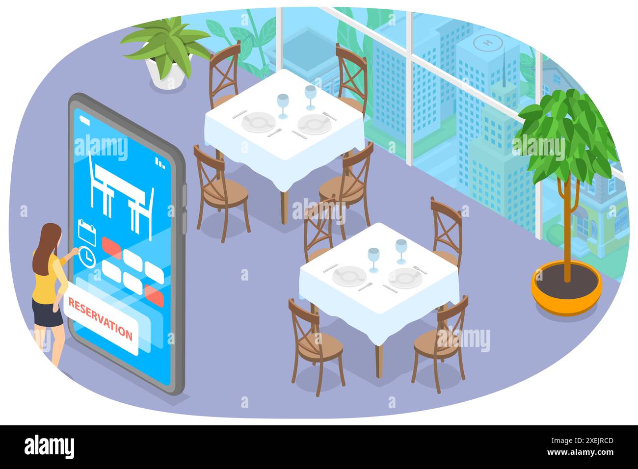 3D Isometric Flat Conceptual Illustration of Restaurant Online ...