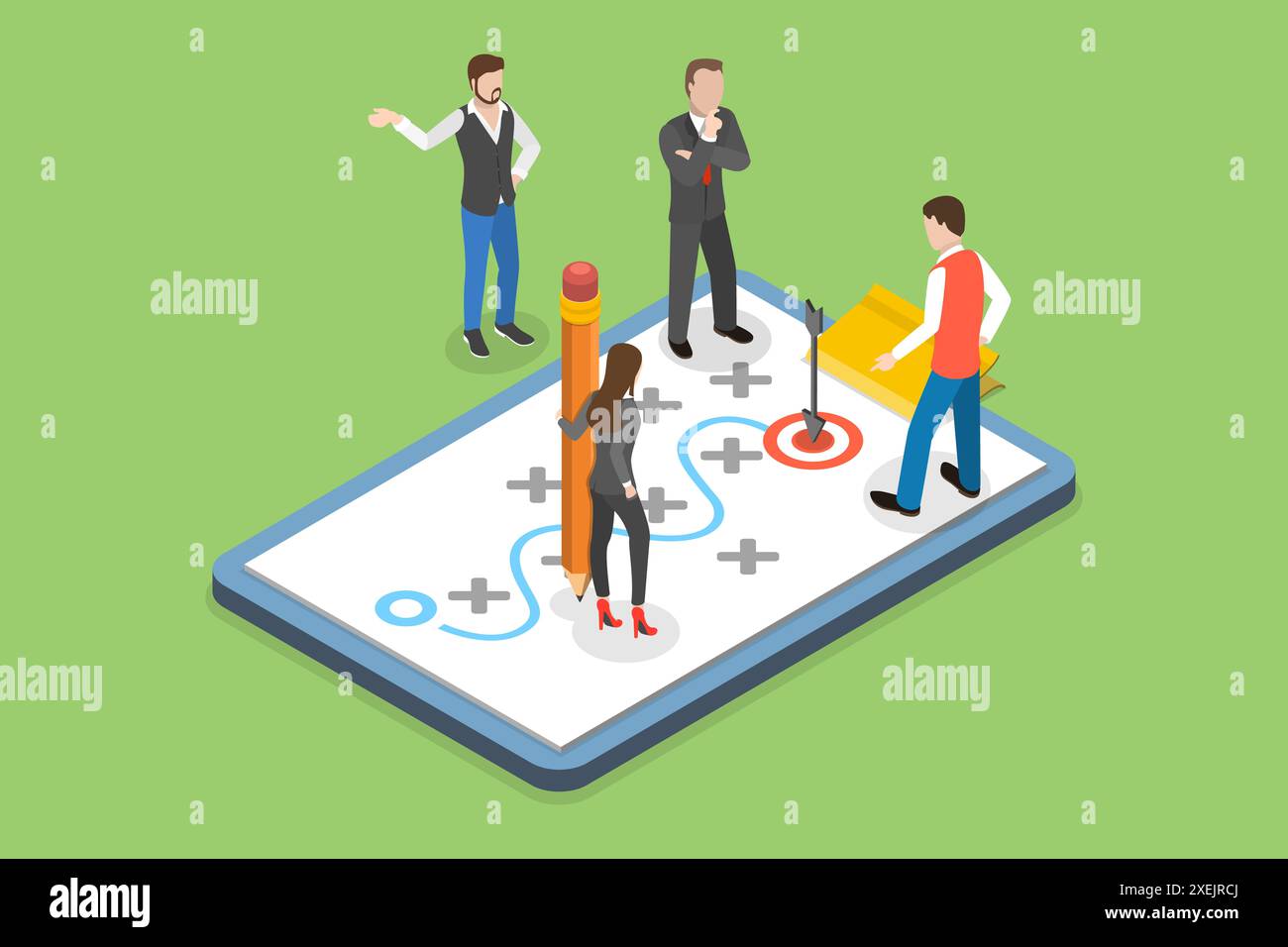 3D Isometric Flat Conceptual Illustration of Strategic Planning, Successful Business Development ...