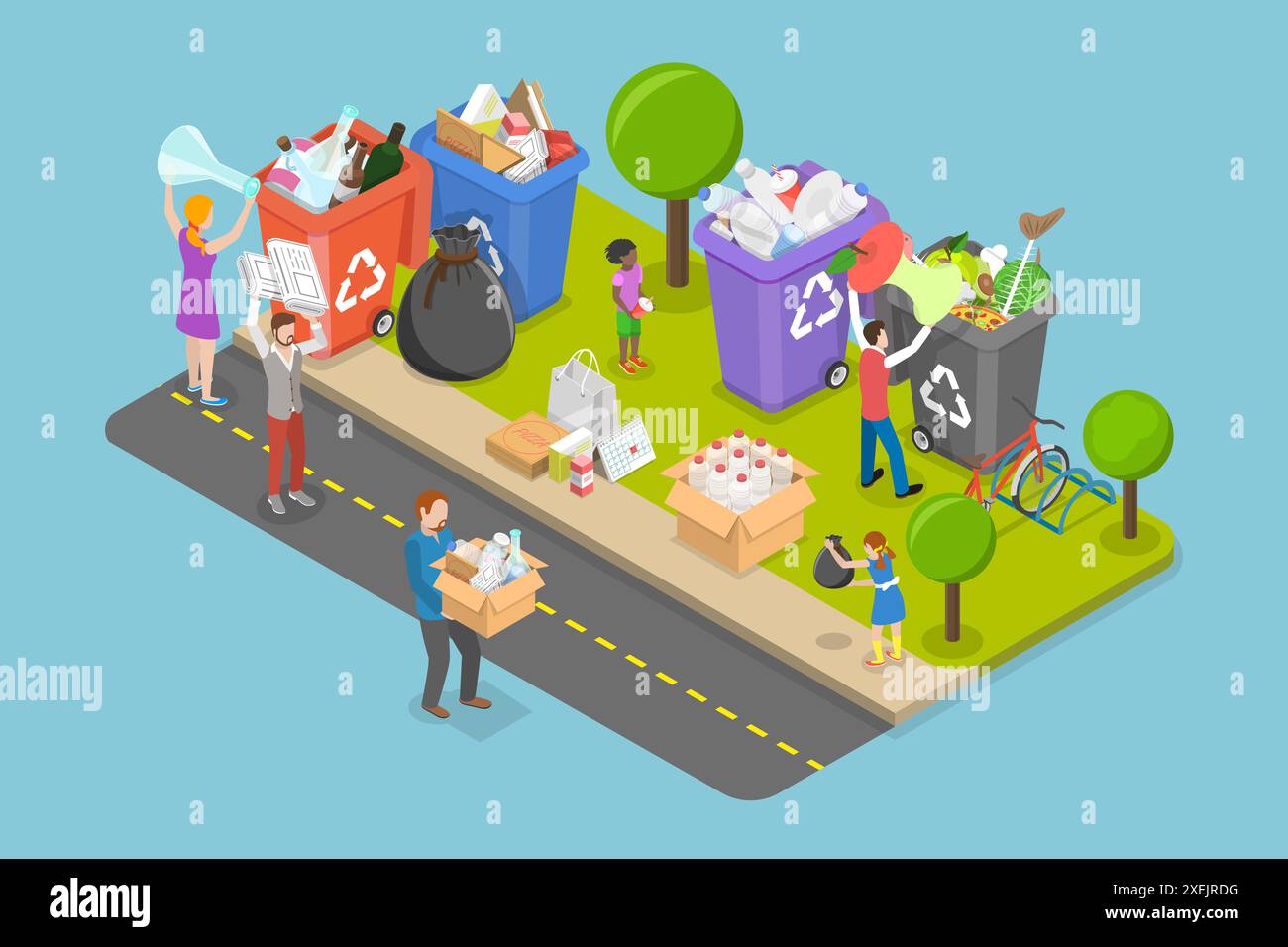 3D Isometric Flat Conceptual Illustration of Sorting Waste for ...